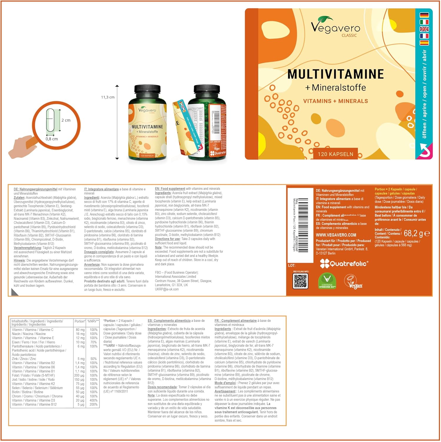 Vegavero® A-Z Multivitamins and Minerals | With 12 Vitamins and 5 ...