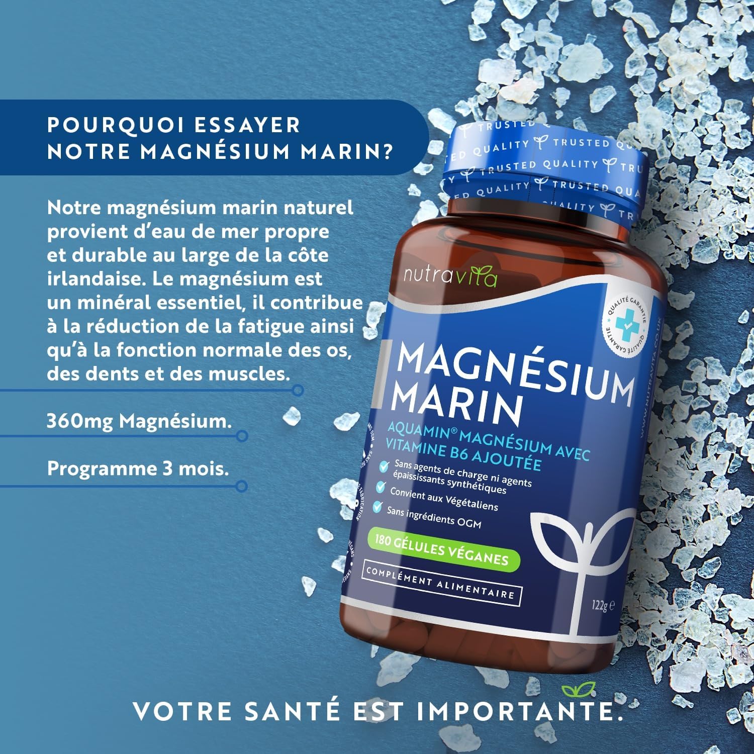 Magnesium Marin 360mg and Vitamin B6-180 Vegan Capsules – Magnesium B6 ...
