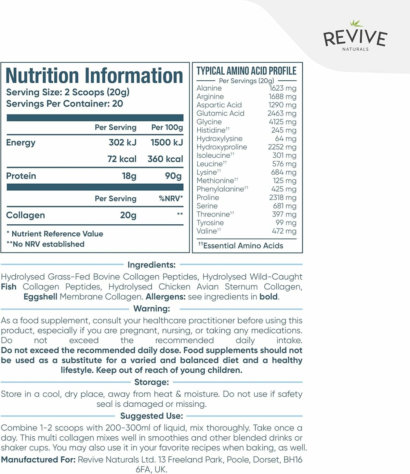 Multicollagen Protein Powder (400g) | 5 Types of Food-Origin Collagen ...