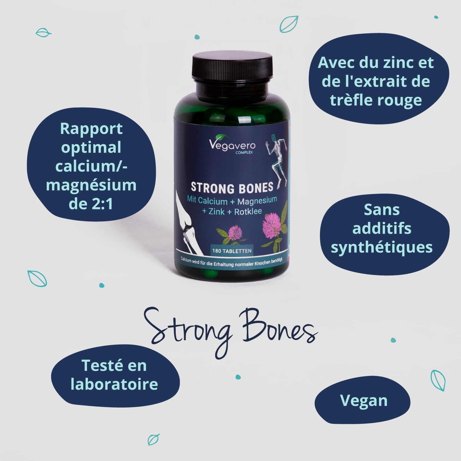 Strong Bones | Calcium Magnesium Zinc | Bone Strengthening | With Red ...