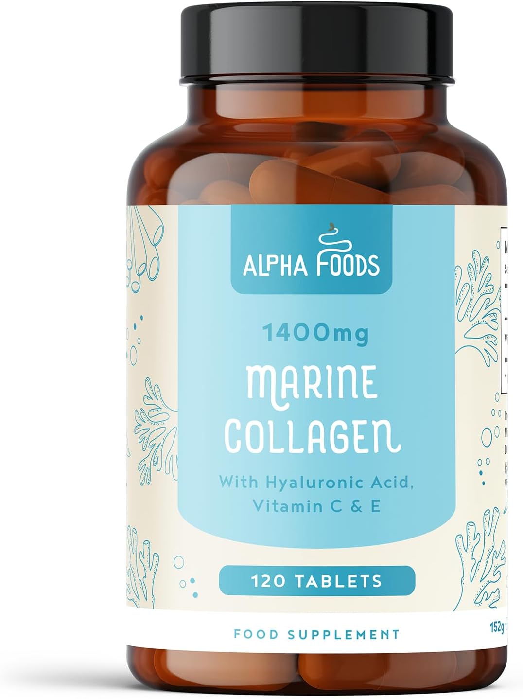 Marine Collagen 1400mg | with Hyaluronic Acid, Vitamin C, E, Zinc ...